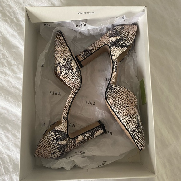Able | Shoes | Brand New Able Sarai Dorsay Snake Print Heels Nwt | Poshmark
